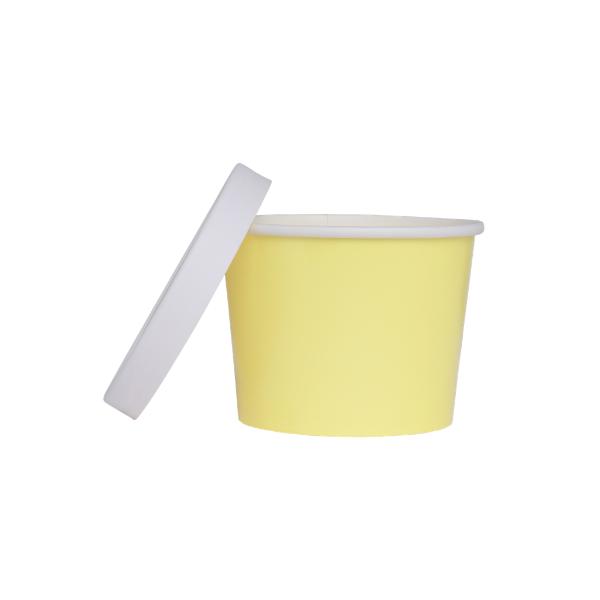 5 Pack Pastel Yellow Paper Tub With Lid - 11.2cm x 9.2cm x 8.2cm | The ...