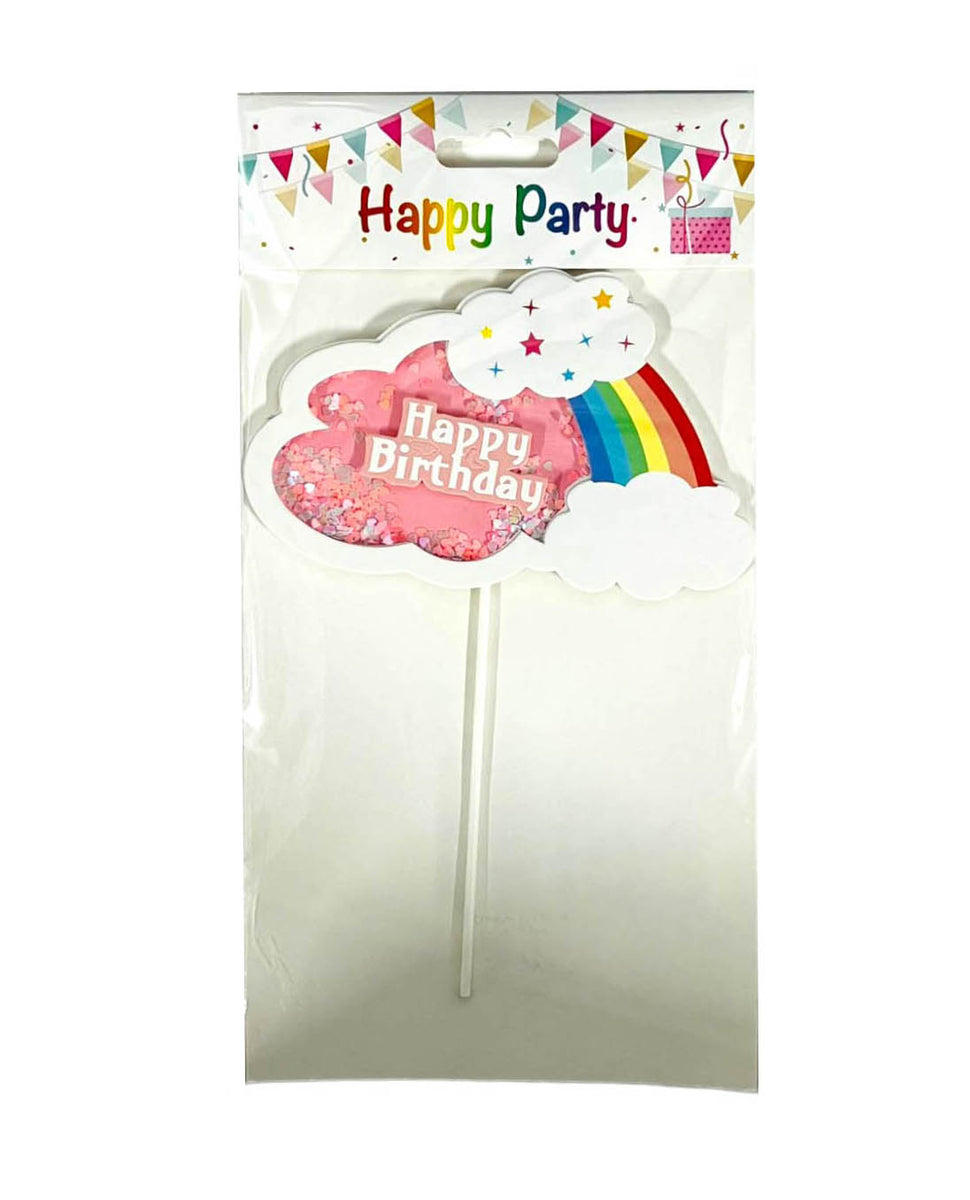 Rainbow Glitter Happy Birthday Cake Topper | The Base Warehouse
