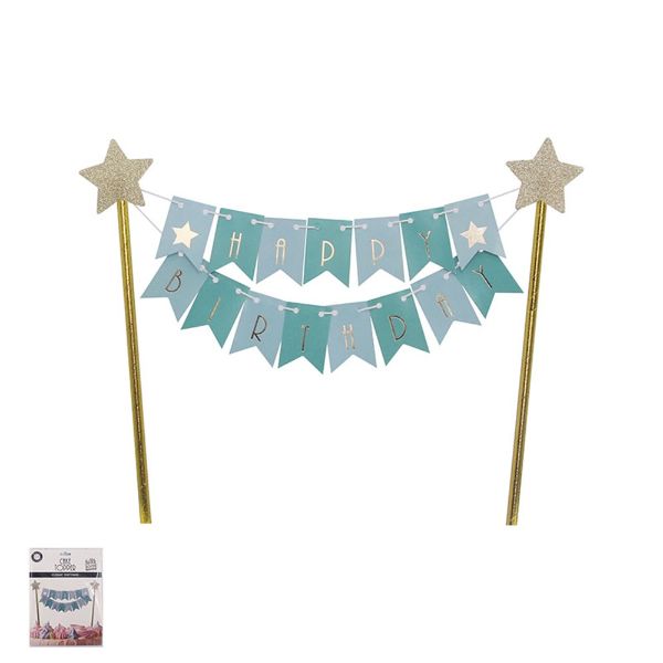 Mint Bunting Happy Birthday Cake Topper | The Base Warehouse