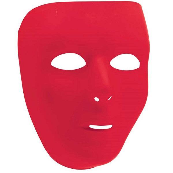Red Full Face Plastic Mask - 15.8cm x 19.6cm | The Base Warehouse