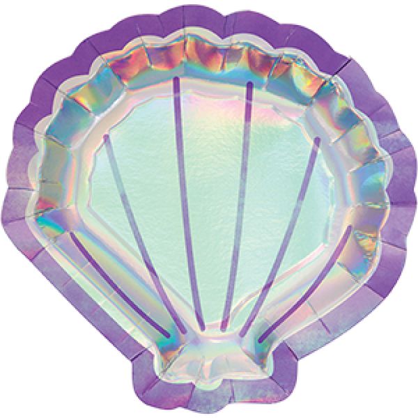 8 Pack Mermaid Shine Iridescent Shaped Shell Dinner Plates - 22cm | The ...