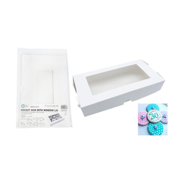 2 Pack Biscuit Box With Window Lid - 22.5cm x 11.5cm x 4cm | The Base ...