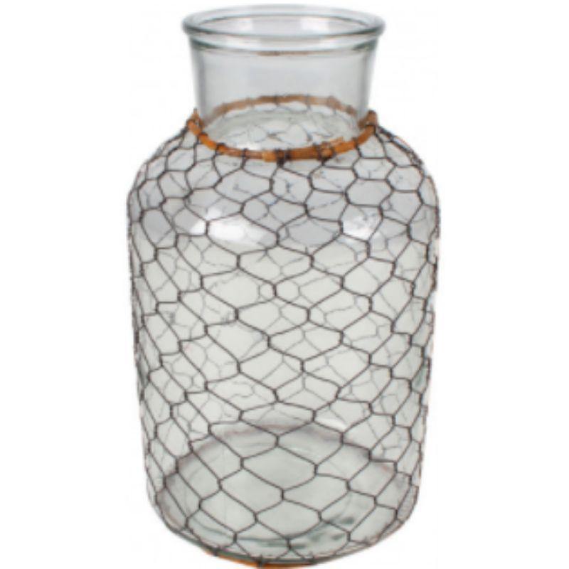 Sia Glass Vase with Wire - 32cm x 17cm | The Base Warehouse