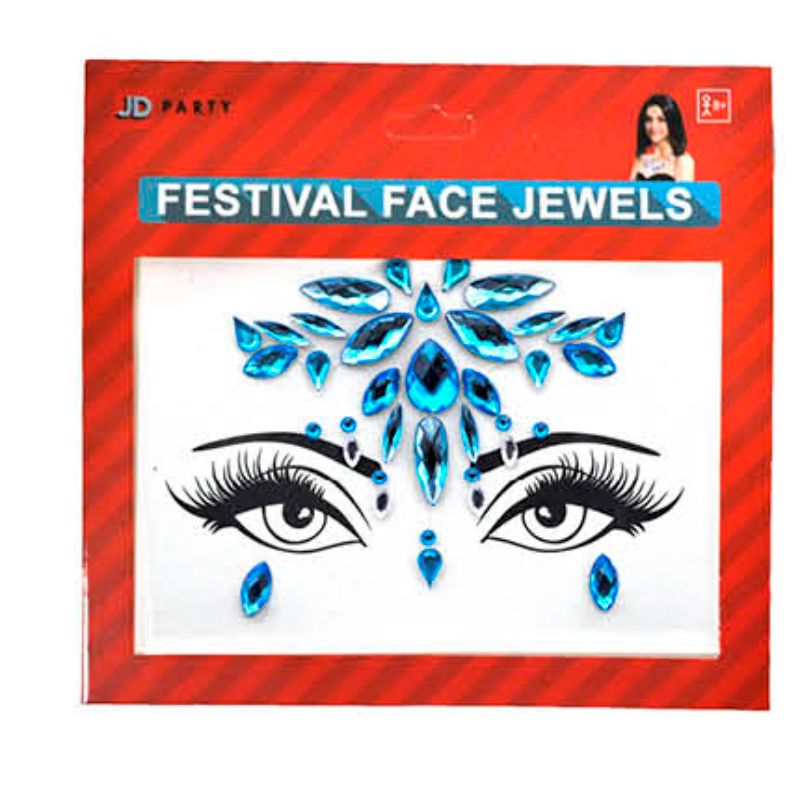 Blue Teardrop Diamante Festival Face Jewels | The Base Warehouse