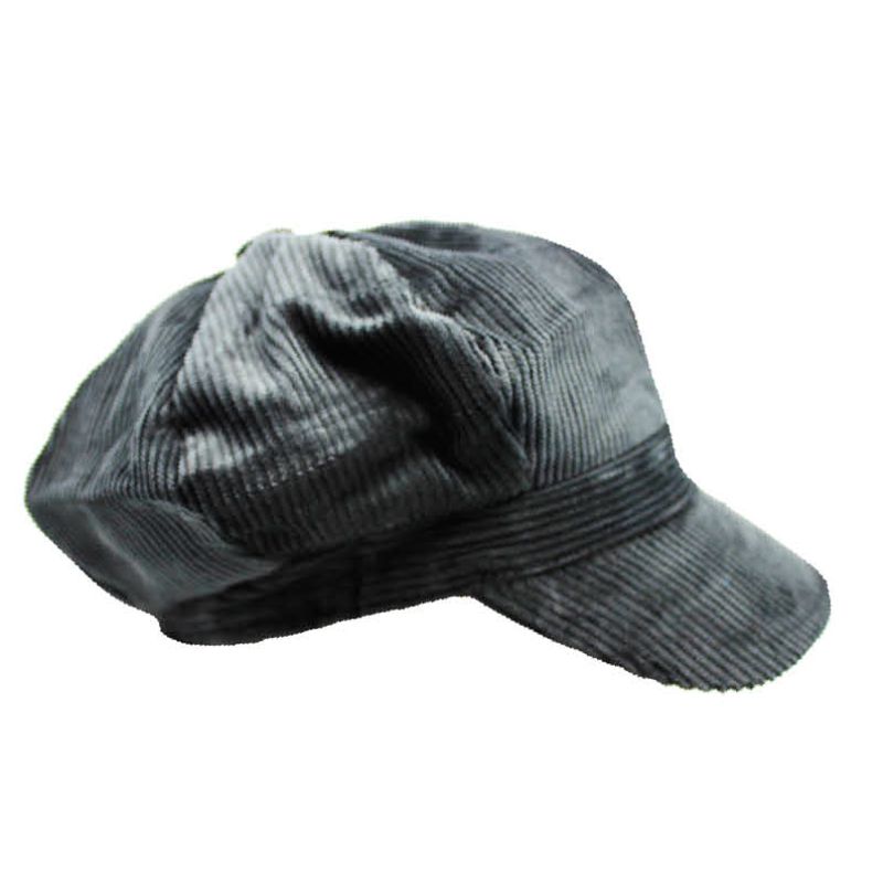 Grey 8 Panel Corduroy Poor Boy Cap | The Base Warehouse