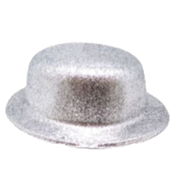 Silver Glitter Bowler Hat | The Base Warehouse