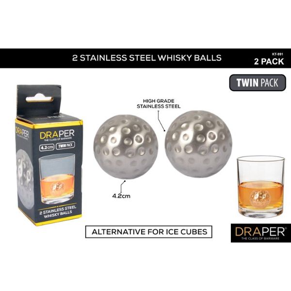 2 Pack Stainless Steel Whisky Balls | The Base Warehouse