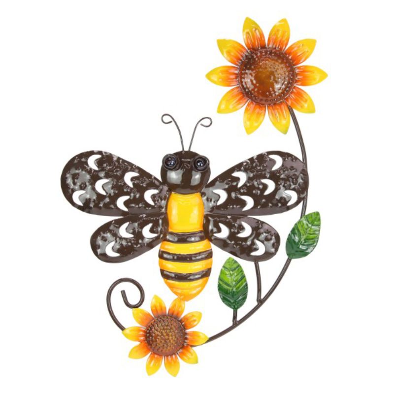 Metal Bee with Sunflower Wall Art - 36cm | The Base Warehouse