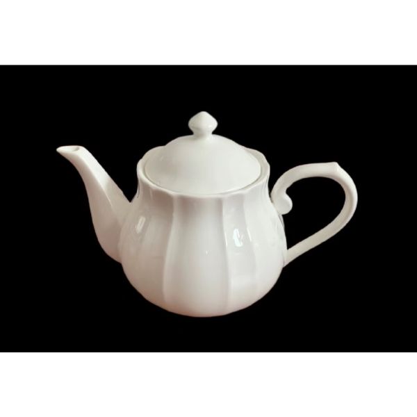 White Fine Bone China Embossed Teapot - 560ml | The Base Warehouse