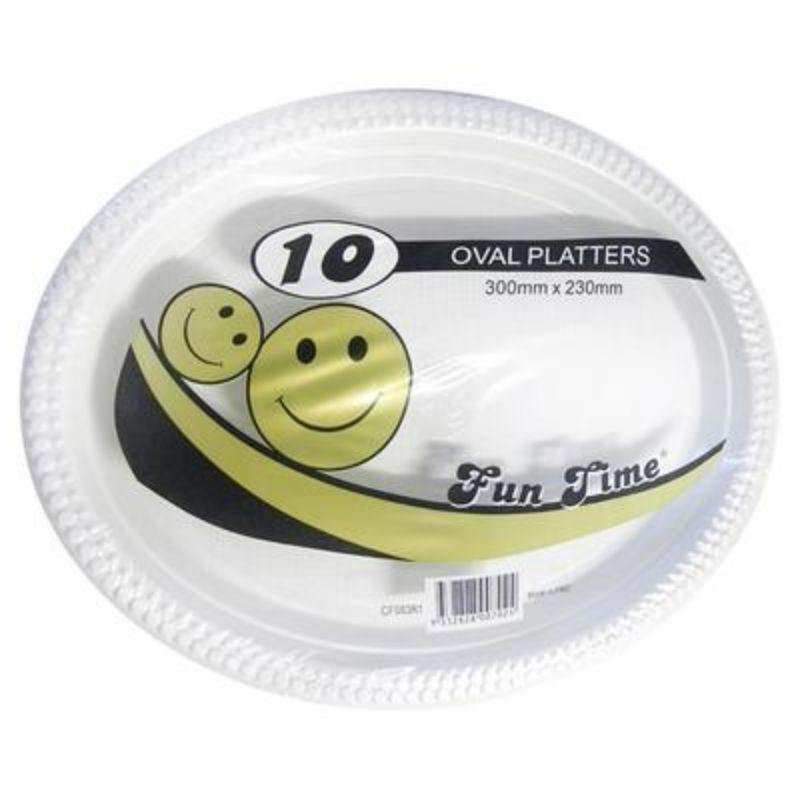 10 Pack Disposable White Plastic Oval Platters - 30cm x 23cm | The Base ...